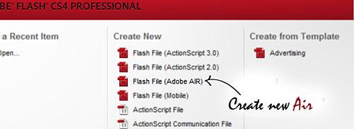 Adobe Air Application using Flash CS3